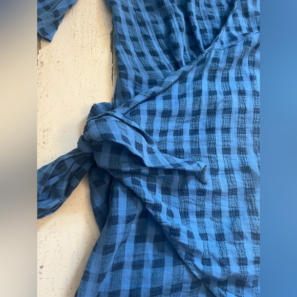 Zara | Dresses | Zara Wrap Dress In Blue Plaid | Poshmark